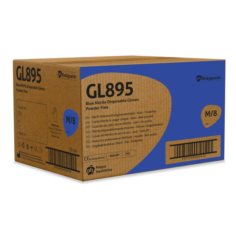 Polyco GL895 Bodyguards® Blue Nitrile Powder Free Disposable Glove ...